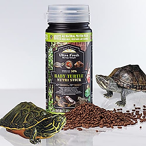 Ultra Fresh Floating Baby Turtle Food, All Natural Ingredients, Wild Sword Prawn, Calcium Vitamin D Enriched for Picky Aquatic Baby & Juvenile Turtles, Baby Turtle Nutri Stick 1.6 oz