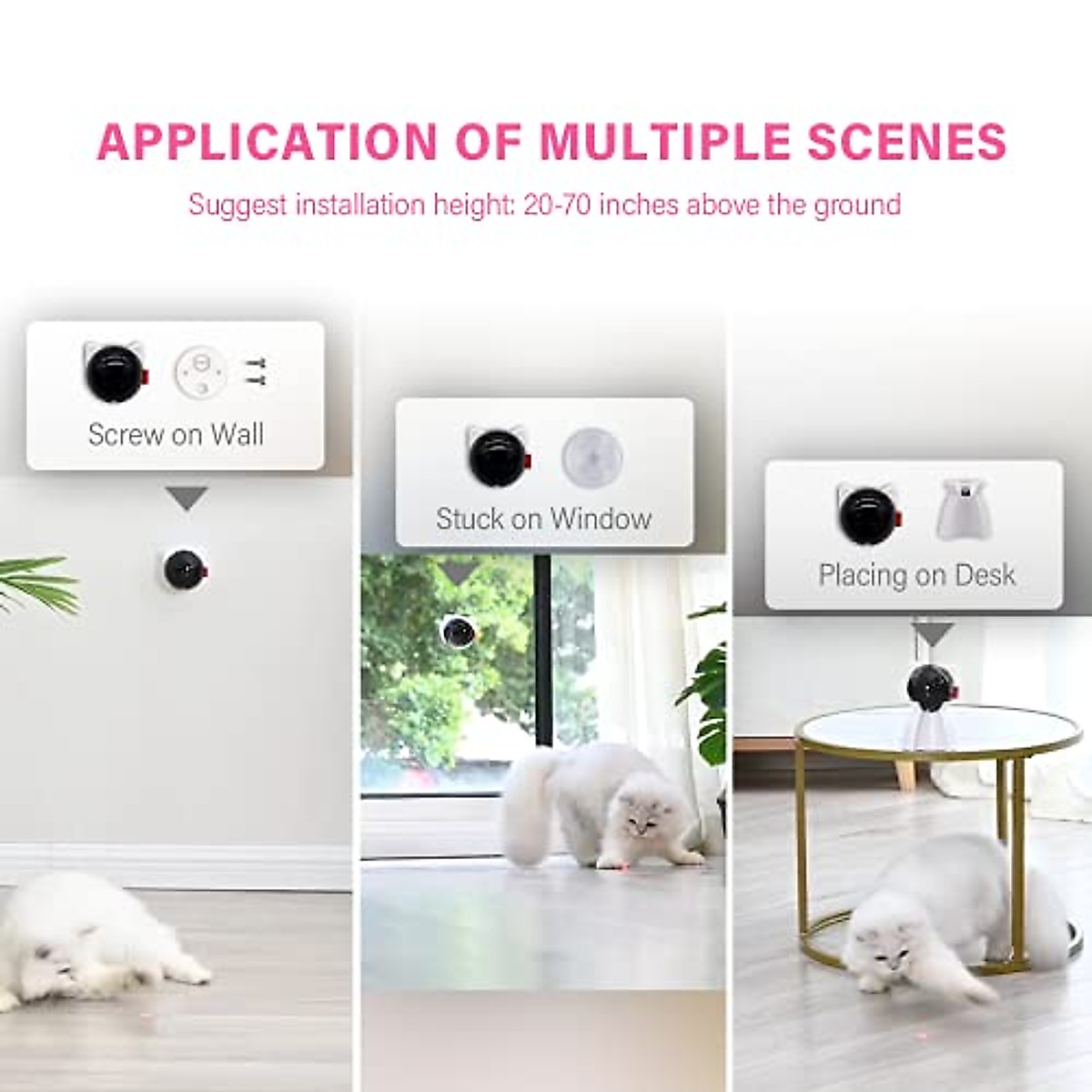 Cat Toy Interactive Automatic, Motion Activated Laser Toy for Indoor Cats/Dogs/Kitten/Kitty, USB Rechargeable, Auto On/Off, Fast and Slow Random Pattern, Silent Pet Laser Pointer Toy (P08)