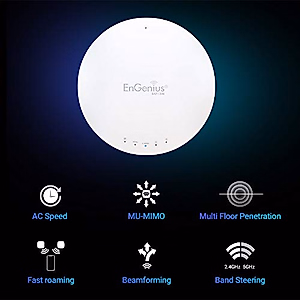 EnGenius Technologies EAP1300 Wi-Fi 5 (802.11ac Wave 2) 2x2 Managed Indoor Wireless Access Point Features Quad-Core Processors, MU-MIMO, High Powered 23dBm, GigaE Port (Mounting Kit Included)