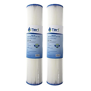 Tier1 20 Micron 20 Inch x 4.5 Inch | 2-Pack Pleated Cellulose Whole House Sediment Water Filter Replacement Cartridge | Compatible with Pentek S1-20BB, 155305-43, W20CLHD20, Home Water Filter