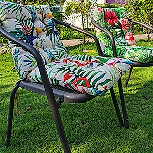 ADK SKY Seat Cushion Tropical Plants Flamingo Chair Pads for Dining Chairs, Office Chair, Car, Floor, Outdoor, Patio，Machine Wash & Dryer Friendly 4 Pack 16"×16"