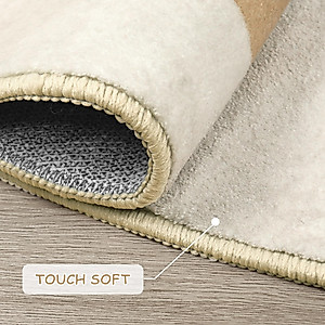 Sungea 4ft Abstract Round Rug,Soft Washable Non-Slip Sun and Mountain Circle Kids Room Rugs,Chic Faux Wool Low-Pile Circular Throw Rugs for Entryway/Bedroom/Nursery/Living Room/Bathroom(Grey)