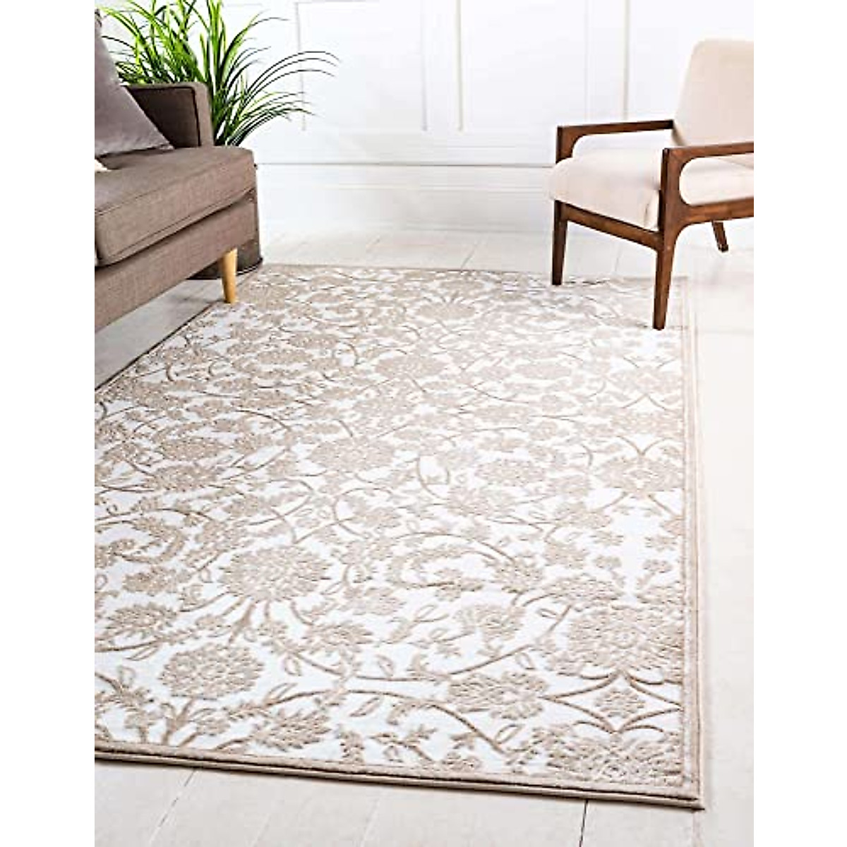 Unique Loom Rushmore Collection Area Rug - TAFT (9' x 12' Rectangle, Snow White/Beige)