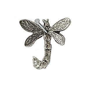 Norma Jean Designs Dragonfly Decorative Metal Hooks, Small, Silver