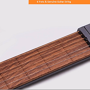 Moreup Digital Guitar Chords Trainer, Portable 6 Fret Guitar Practice Neck Tool with Rotatable Screen Showing Chords Chart Metronome (Model B)