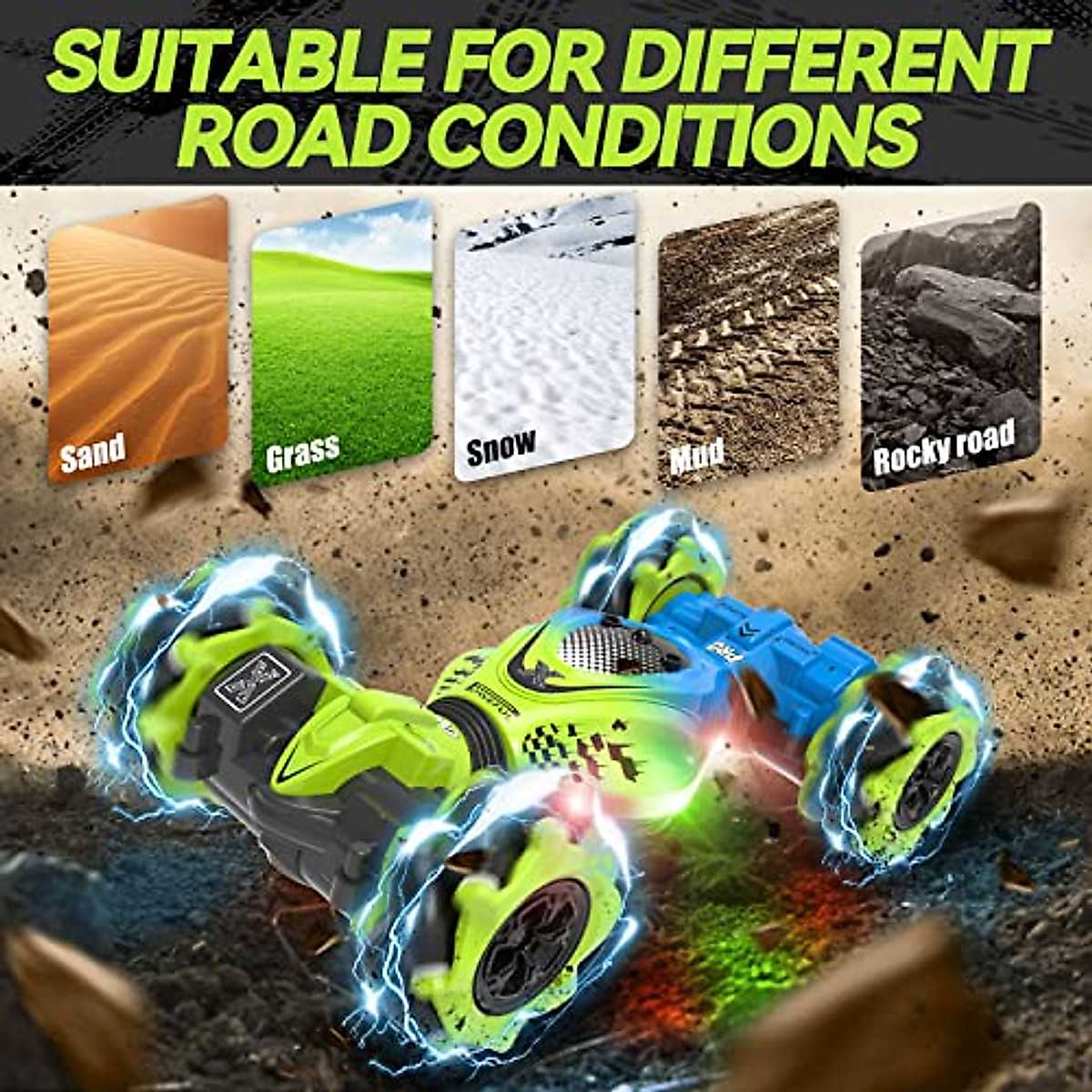 Dysaim Gesture RC Car Hand Controlled Stunt Car for 6-12 yr Boys Girls, 4WD 2.4GHz Remote Control Gesture Sensor Toy Cars Drift Twist Car Offroad with Light Music for Ages 8-13 Kids Birthday Gift