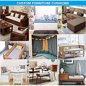 JBlWSGT Custom Bench Cushion, Chair Cushions, Indoor Outdoor Cushion, Personalized Cushion, Optional Waterproof, Optional Addition Piping and Non-Slip Bottom and Straps and Velcro