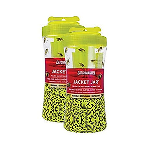 Catchmaster Yellow Jacket, Hornet, & Wasp Trap Jar 2-Pk, Reusable Bug Catcher with Attractant, Outdoor Flying Insect Trap, Wasp Killer Bug Trap, Pet Safe Pest Control for Backyard, Patio, & Shed