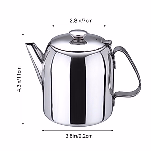 Tea Pot, Stainless Steel Teapot, 20oz Metal Tea Kettle Short Spout Tea Pot for Stovetop Home Kitchen Hotel Restaurant Camping
