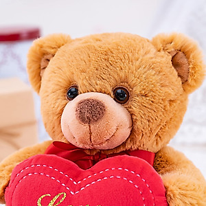 Stuffed Animal Teddy Bear, Holding Love Heart Plush Bears, I Love You Mom, Valentine's Day Gift, Love Gift for Mom, Girlfriends, Baby, 8 inches