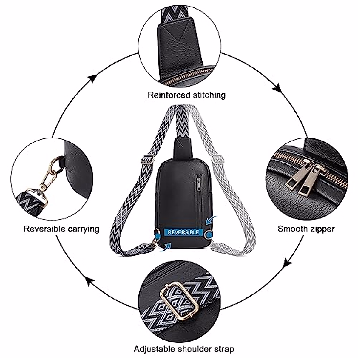 CLUCI Crossbody Bags for Women Trendy Cross Body Bag for Woman Sling Bag for Women Large Crossbody Sling Backpack Crossbody Bag for Travel Hiking Black