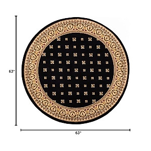 Well Woven Barclay Collection Hudson Terrace Black 5 ft Round Rug - for Living Room, Bedroom, and Dining Room