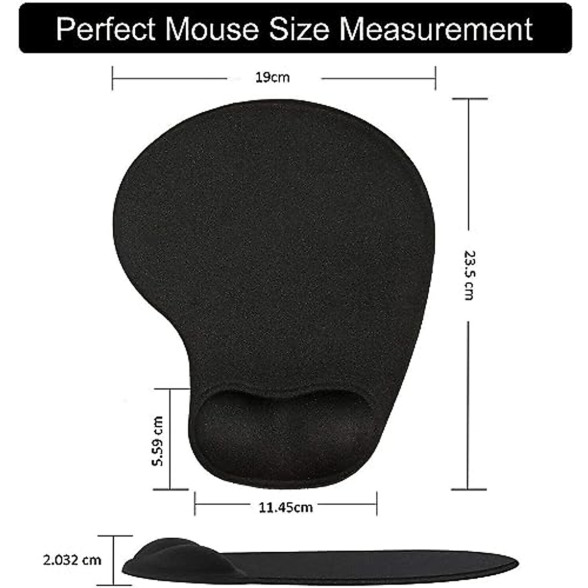 Mouse Pad, Mouse pad with Wrist Rest，Ergonomic Mouse Pad, Gel Cushion，Non-Slip PU Base for Easy Typing Pain Relief, Washable and Durable, Black