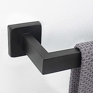 NearMoon Bathroom Towel Bar, Bath Accessories Premium Thicken Stainless Steel Square Shower Towel Rack for Bathroom, Towel Holder Wall Mounted (2 Pack, Matte Black, 24 Inch)