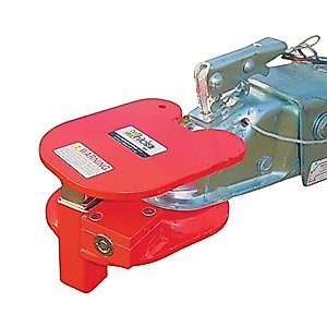 Equipment Lock BRHL - Steel Ball and Ring Hitch Lock - Durable, Secure Trailer Hitch Lock - Trailer Accessories - Electro-Plated and Powder Coated Finish - Red