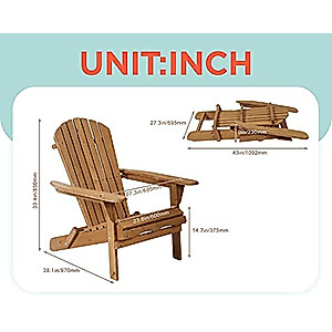 FDW Lawn Outdoor Wood Chairs Save Space and Movable and Weather Resistant, 2 Pieces, Natural