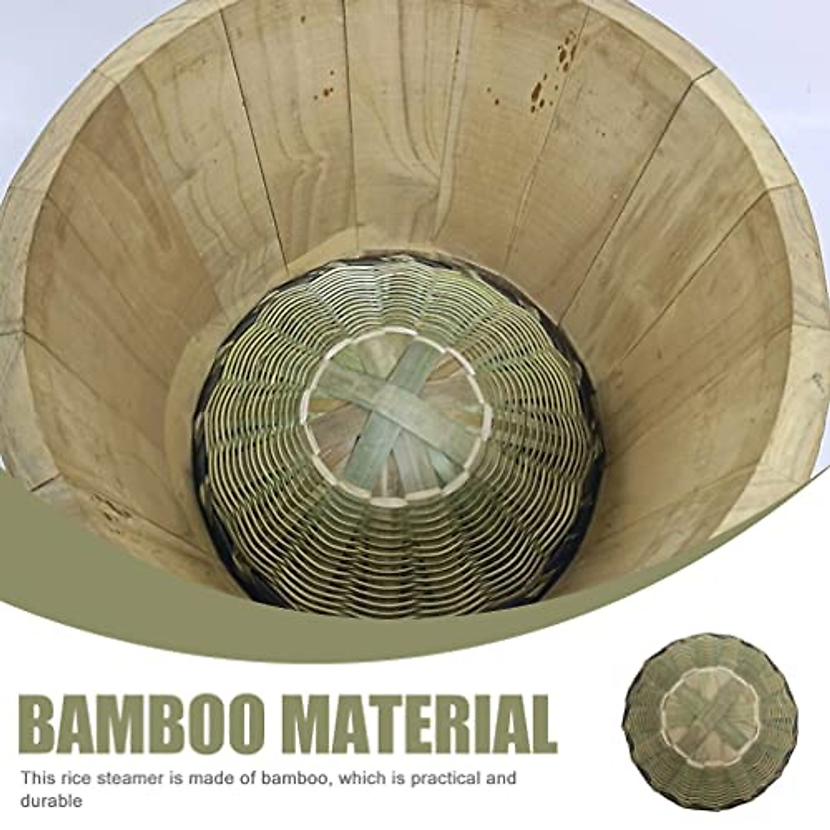 Zerodeko Wok Sticky Rice Cooking Steamer Basket Wicker Lid Traditional Replacement Steamer Basket Lid Wicker Woven Lid Rice Base for Bottom Containers