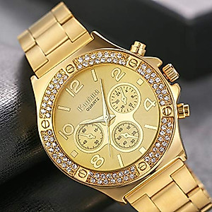 Gold Hip-Hop Watch for Men [Upgraded] Japan Quartz 30M Waterproof Dress Casual Watch for Valentine's Day