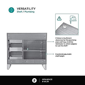 Fine Fixtures Opulence Collection 36 in. W x 18 in. D x 33 in. H Bathroom Vanity in Mint Green with White Matte Sintered Stone Sink - Chrome Hardware