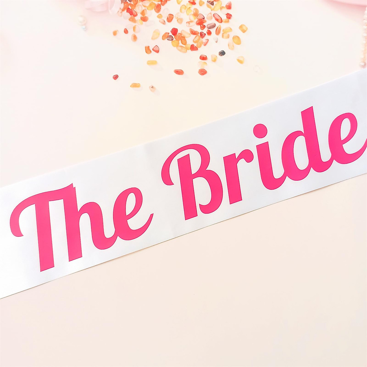 Magnusson's Garden The Bride Let’s Go Party Pink Doll Dream Bach Themed Bachelorette Sash, She Found Her Ken Bridal Shower Accessory for Future Mrs., Retro Hot Pink Heart Wedding Sash
