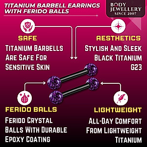 bodyjewellery 2pcs 16g Piercing Barbell Stud Black Titanium Bar Cartilage Helix Forward Anti Tragus Vertical Lobe Ferido Balls B2JCI