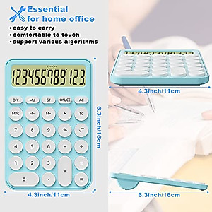 Cute Calculators Desktop Size 6.3 * 4.3in/16 * 11cm, DECKLIT Battery 12 Digit Desk Calculator Extra Large LCD Display, Great Desktop Calculator Big Buttons, 15°Tilt Screen for Kids Calculator(Pink)