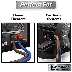 InstallGear 14 Gauge AWG 100ft Speaker Wire True Spec and Soft Touch Cable - Blue/Black (Great Use for Car Speakers Stereos, Home Theater Speakers, Surround Sound, Radio)