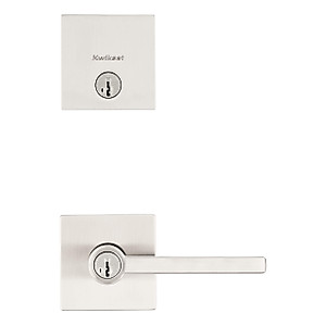 Kwikset 991 Halifax Keyed Entry Lever and Single Cylinder Deadbolt Combo Pack featuring SmartKey Security in Satin Nickel