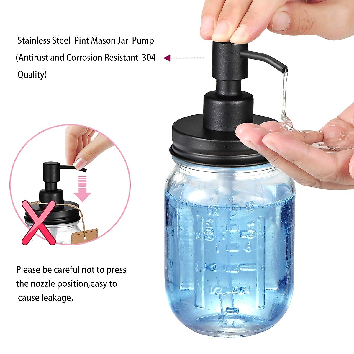 Komashr Mason Jar Bathroom Accessories Lids Set(4pcs) - Jars Not Included - Soap Dispenser,Toothbrush Holder, Apothecary Jars Lids for Regular Mouth Mason Jars - Rustproof Stainless Steel，Black