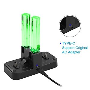 Whiteoak Pro Controller 6 in 1 Charger for Nintendo Switch Joy-Con Charging Dock Station Stand with LED Charging Indicator, [Upgrade Version] with Free Type C Cable
