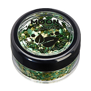 Mystic Bio Biodegradable Eco Chunky Glitter by Moon Glitter - 100% Cosmetic Bio Glitter for Face, Body, Nails, Hair and Lips - 3g - Shamrock