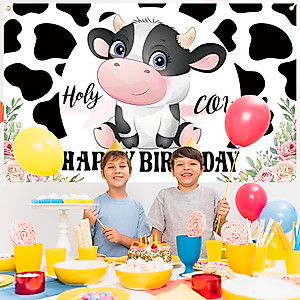Cow Birthday Party Decoration Holy Cow Backdrop Decorations Cow Birthday Party Supplies Cow Themed Birthday Party Backdrop Decorations for Farm Animals Theme Party Baby Shower Supplies