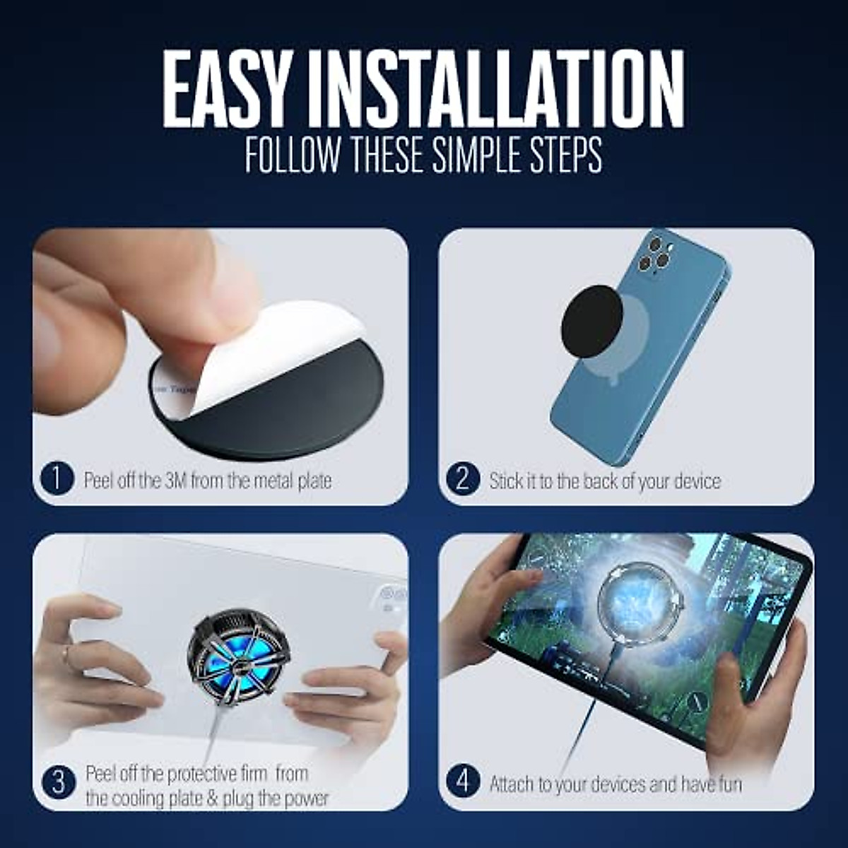 Phone Cooler, Magnetic Phone Cooling Fan for iPhone/Android/Tablet/iPad, iPhone12&13 Series MagSafe Compatible, Dual Cooling Chip Mobile Phone Radiator, Cell Phone Cooler for Gaming, Live Stream, Vlog