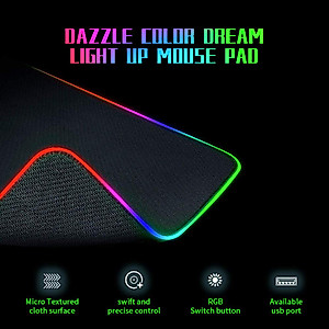 Mouse Pads Green Hexagon Texture Large RGB Gaming Mouse Pad Gaming LED Backlit Mouse Mat Computer Keyboard Non-Slip Desk Mat 23.6x11.8 in