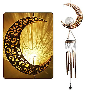 Moon Wind Chimes, Solar Wind Chimes Outdoor, Mothers Gifts, Gifts for Mom, Gifts for Women, Gifts for Grandma, Garden Courty ard Lawn Decor, Thanksgiving Gifts, Moon Decor