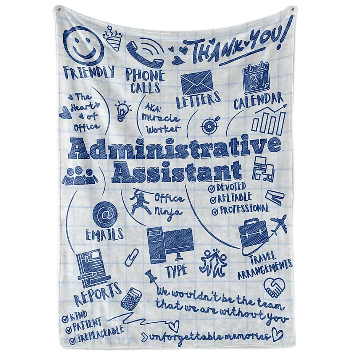 InnoBeta Administrative Assistant Gifts for Administrative Professional Day, Bed Flannel Plush Blanket for Women/Men (50"x 65") - Administrative Assistant Job - Blue