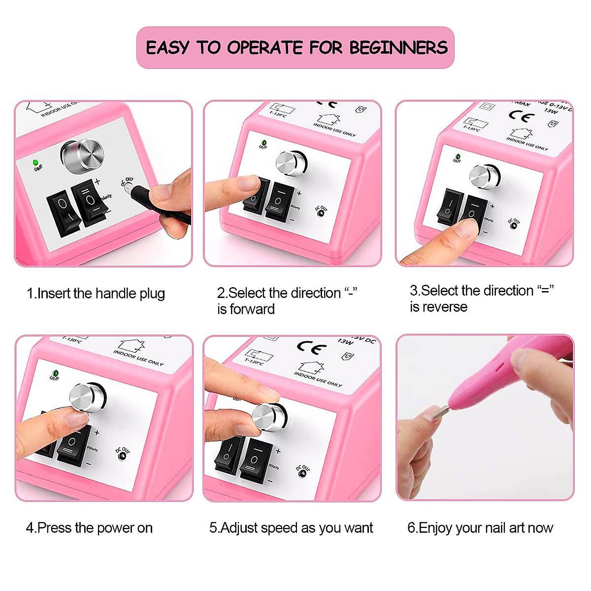 FATUXZ Electric Nail Drill Machine 20000 RPM, Acrylic Nail Tools for Thick Nails File Kit, Gel Nails Manicure Pedicure Polisher Sets for Home Salon Use