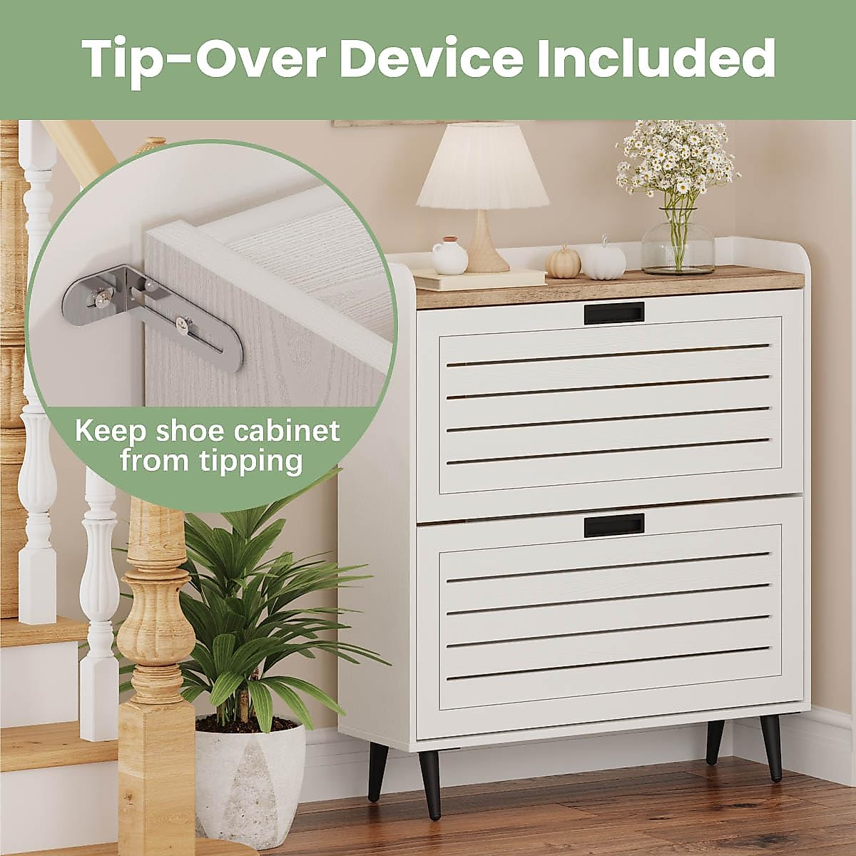 FATORRI Industrial 5 Tier Bookshelf and Shoe Cabinet for Entryway Hallway Living Room (Rustic Oak+White Oak)