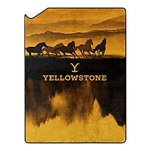 Northwest Yellowstone Oversized Silk Touch Sherpa Throw Blanket, 60" x 80", Wild Horses