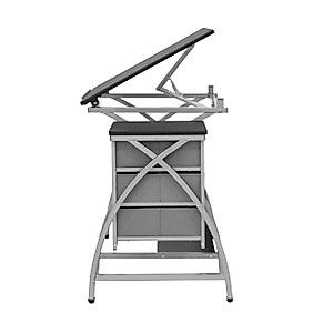 SD STUDIO DESIGNS 2 14 Piece Comet Center Plus, Craft Table and Matching Stool Set with Storage and Adjustable Top, 50x23.75x29.5 inches, Silver/Black