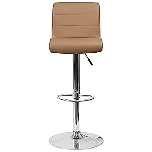 Contemporary Design Bar Stools Hight Adjustable Seat Hydraulic 360 Degree Swivel Sturdy Steel Frame Padded Cushion Seat Dining Chair Bar Pub Stool Home Office Furniture - Set of 2 Cappuccino #1968