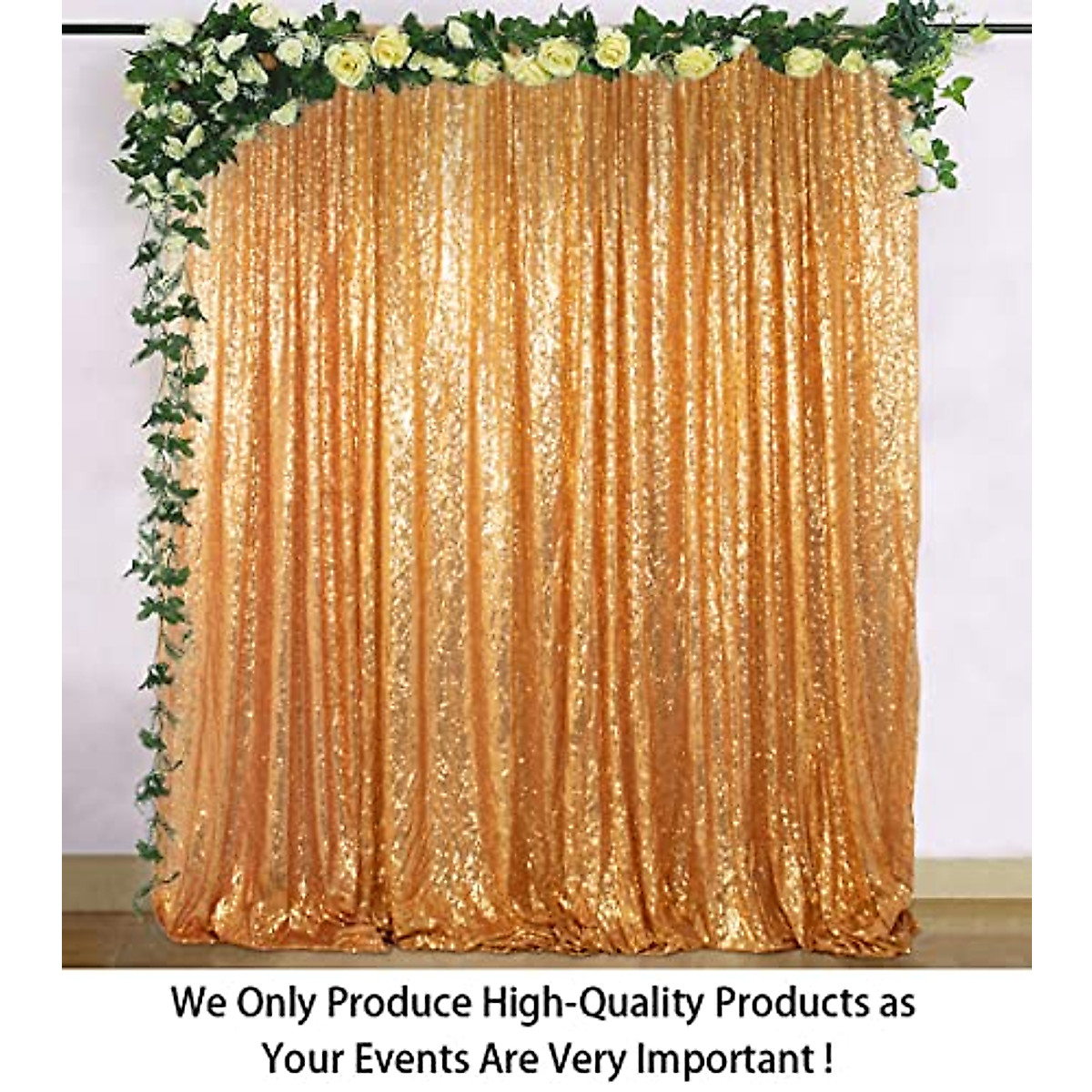 ShiDianYi 20 Ft X 10 Ft Gold Sequin Backdrop Curtain Sequin Fabric Photo Booth Backdrop Wedding Reception Deep Gold Glitter Photography Backdrop for Parties