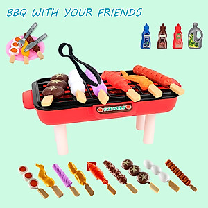 Holycco Play Kitchen Accessories, Kitchen Set for Kids with Play Pots and Pans, BBQ Camping Kitchen Playset, Pretend Kids Kitchen Accessories Toy Gifts for Girls, Grill Playset Toys for Boys Girls