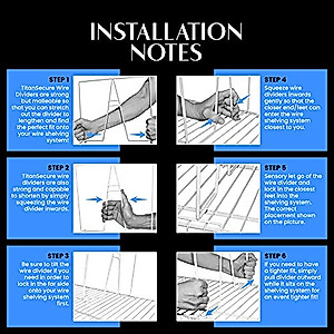 TitanSecure 8 PK White Wire Shelf Dividers for Closets on 12" Wire Shelves - Sturdiest Closet Organizer Takes Seconds to Install. Organize Your Bedroom, Bathroom and Much More