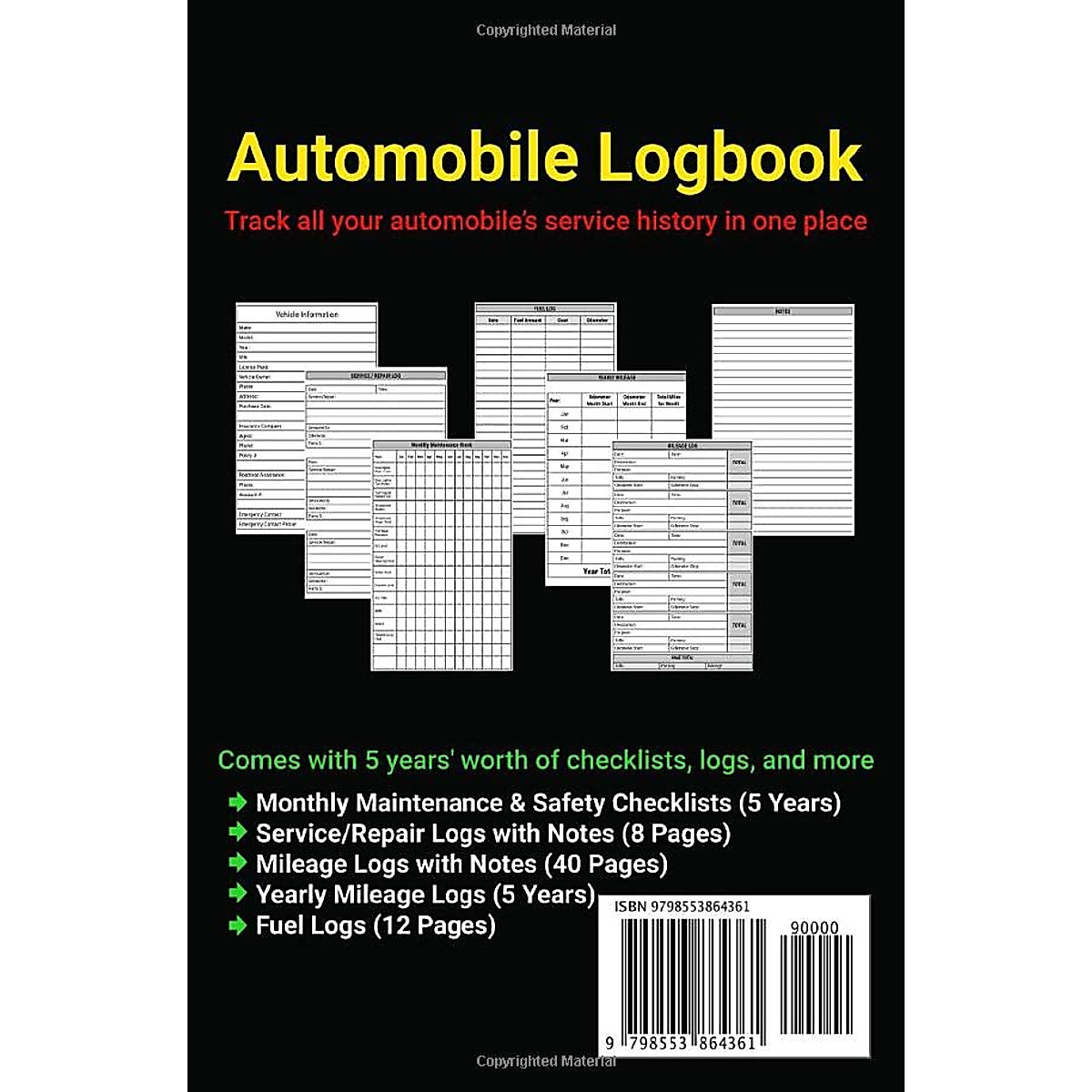 Automobile Mileage Maintenance Service Repair Fuel Logbook: All in One Vehicle Service Record Book, Mileage Tracker, Auto Expense Journal and Car Repair Log