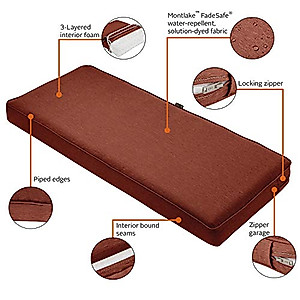 Classic Accessories Montlake FadeSafe Water-Resistant 48 x 18 x 3 Inch Outdoor Bench/Settee Cushion, Patio Furniture Swing Cushion, Heather Henna Red, Patio Loveseat Cushion