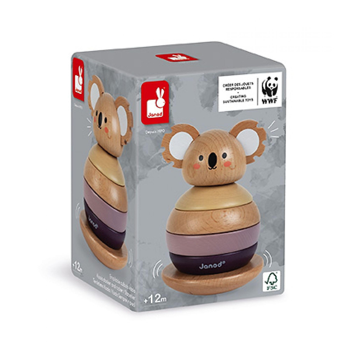 Janod World Wildlife Federation – Wooden Tumbling Koala - 6 Piece Set – Ages 12 Months+ - J08601