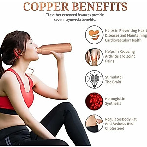 AVA DESIGNZ CLEO HOME | (32 Oz/950 ml) 100% Ayurvedic pure Copper Handcrafted Water Bottle | Lab-Tested, Leak-Proof Copper Vessel | Drink More Water And Enjoy The Health Benefits Immediately