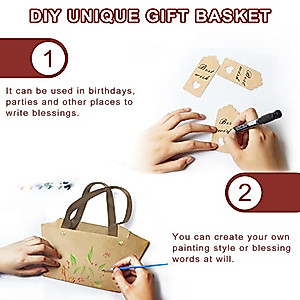 Bigger Baskets for Gifts Empty ,6 Pack Sturdy Kraft Basket With Handles Gift Basket Kit,6 Shrink Wrap Bags, 6 Bows and Hang Tag，Empty Gift Baskets Supplies Wrap To Fill For Holiday And Any Occasion