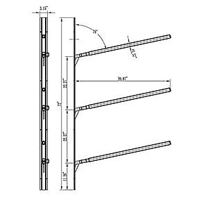Krypt Towers Multisport Indoor/Outdoor Wall Mount Storage Rack, 3 x Kayak Wall Rack, Aluminum T6061 Lightweight and Heavy Duty Canoe Wall Mount, 78 Degree - 40" Length Fingers for Secure Storage